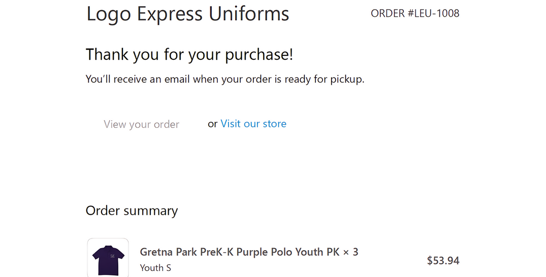 How to create an in-store pickup order – Logo Express Uniforms