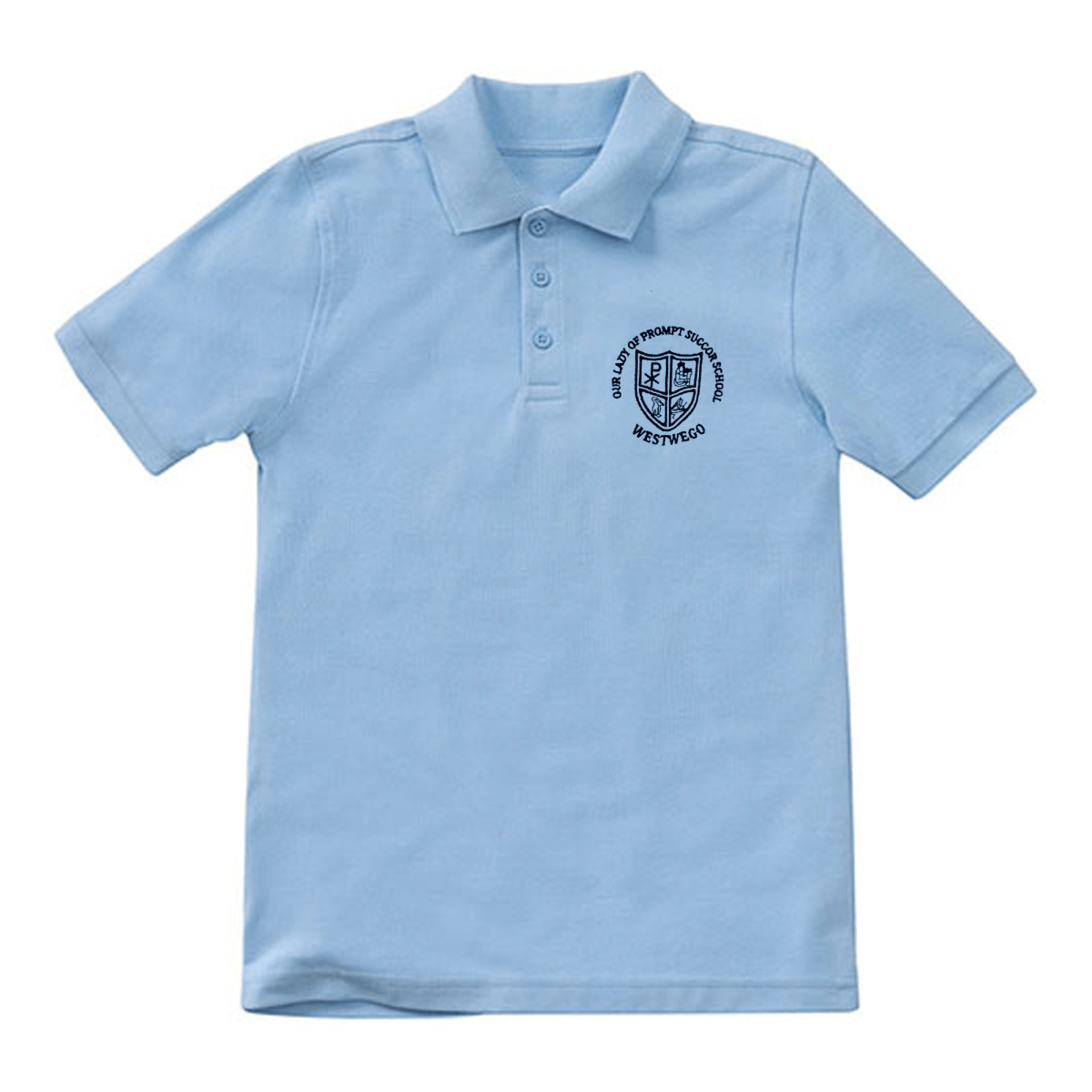OLPS PreK–3rd/4th Light Blue Knit Polo "Boys" – School Uniform – Logo ...